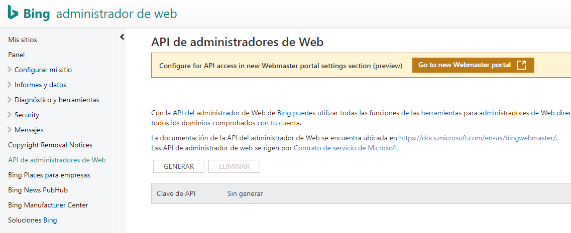 "Bing Url Submissions" plugin para Wordpress